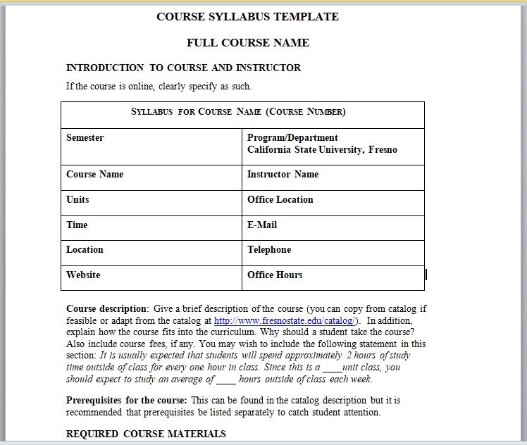 28 Free Syllabus Templates - Mike's Templates