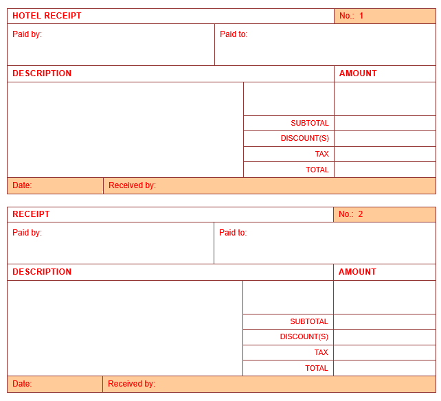 04 Free Hotel Receipt Templates - Mike's Templates