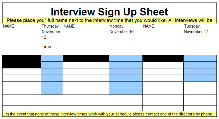 21 Free Sign-Up Sheet Templates - Mike's Templates