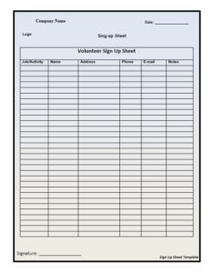 21 Free Sign-Up Sheet Templates - Mike's Templates