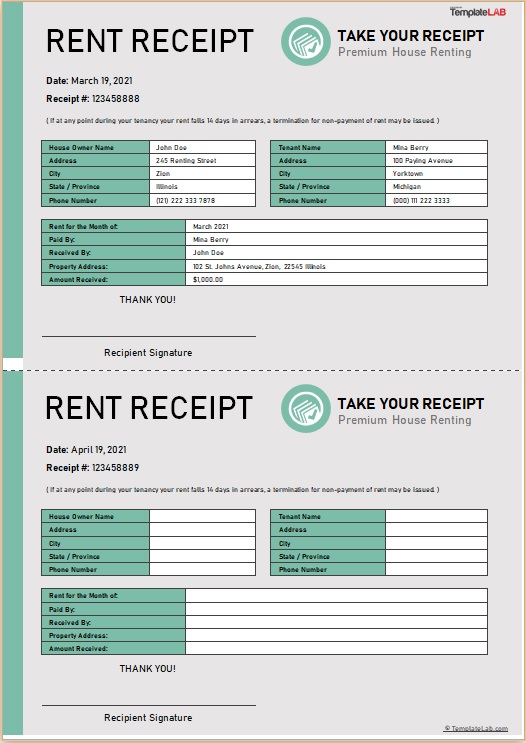 15 Free Rent Receipt Templates - Mike's Templates