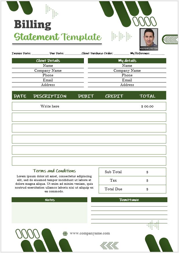 Editable Billing Statement Templates - Mike's Templates