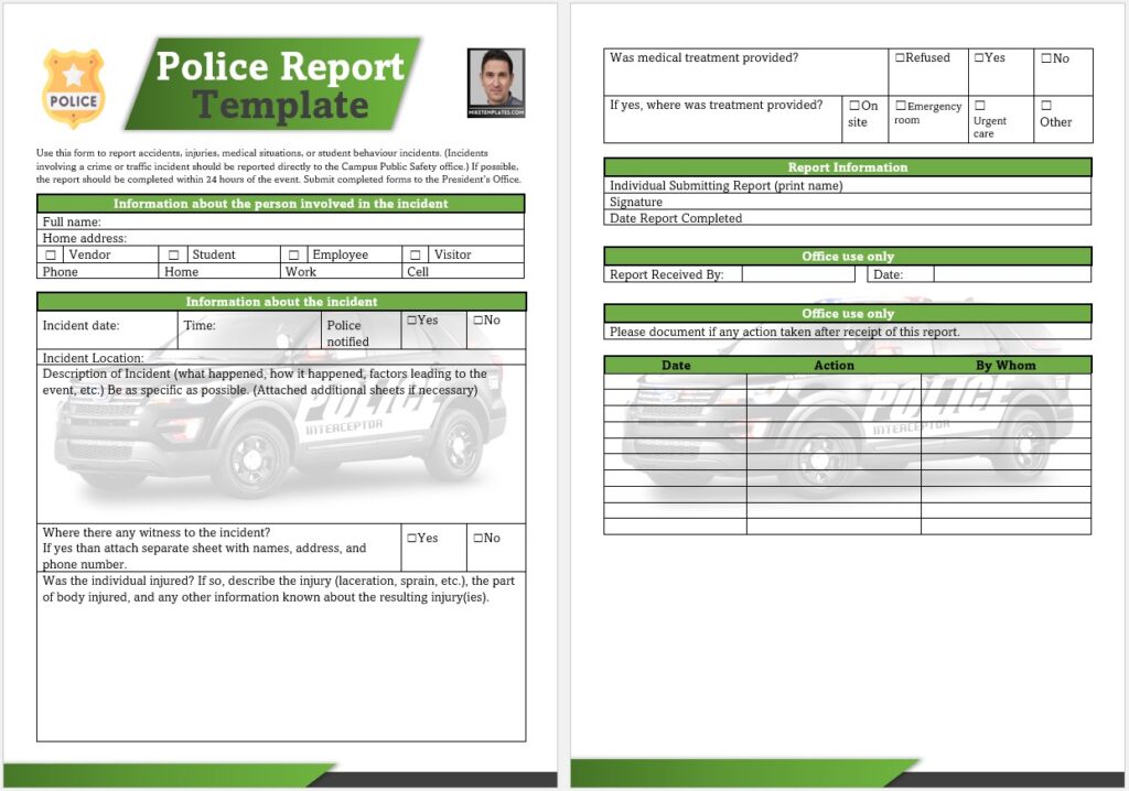 Police Report Templates – Mike's Templates