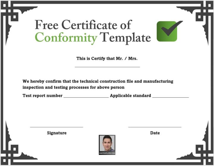 Free Certificate of Conformity Templates – Mike's Templates